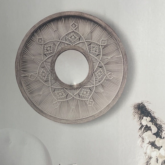 Wall Decor | Nwt Mirror Handcrafted Macrame Mandela Solid Wood Round ...